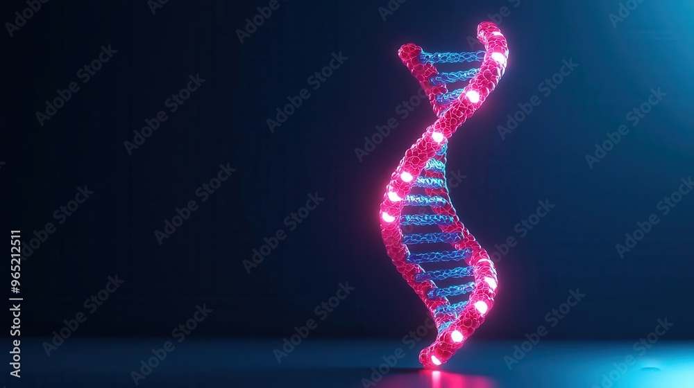 Genetic code alteration with CRISPR tools, glowing DNA, 3D illustration ...