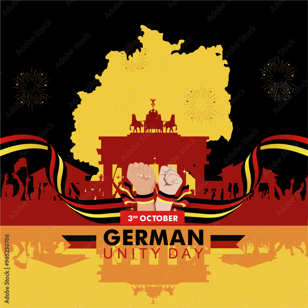 Celebration of German Unification Day with Crowd People in front of ...
