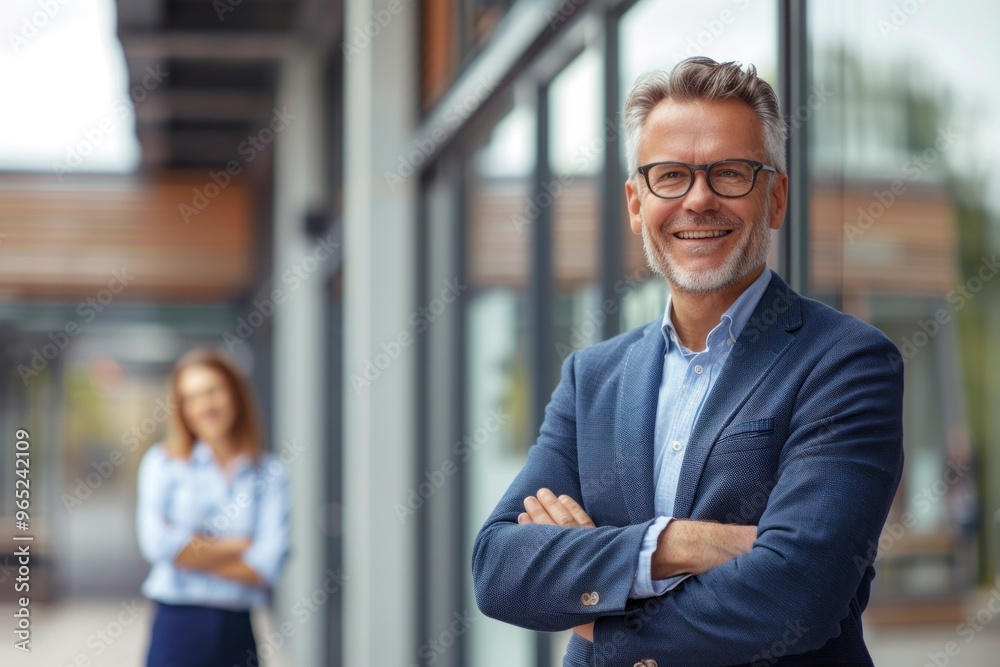 Happy cheerful old professional mid aged business man corporate leader ...