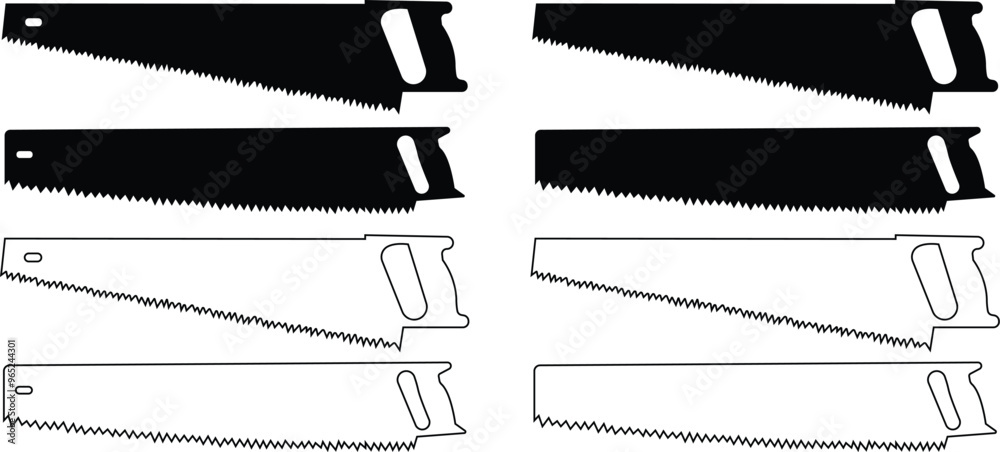 hand saw construction icon set. vector silhouette template design ...