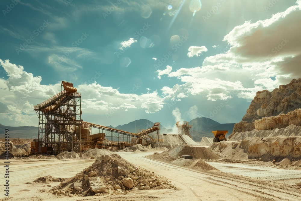 silica extraction and processing plant, with conveyor belt and massive ... silica extraction and processing plant, with conveyor belt and massive ...
