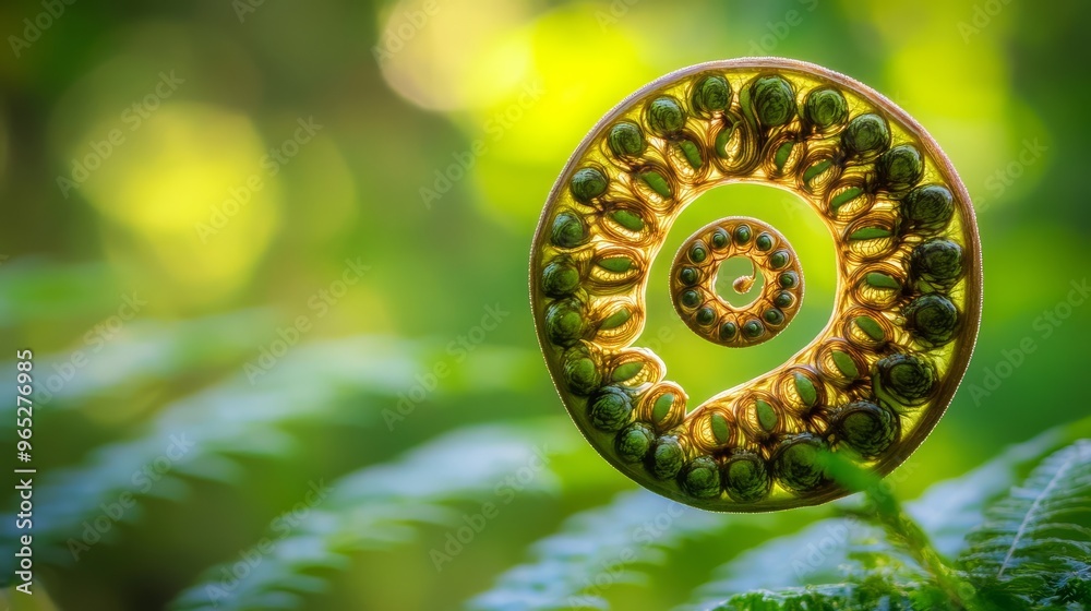 Elegant fern frond unfolding, showcasing detailed koru designs that ...
