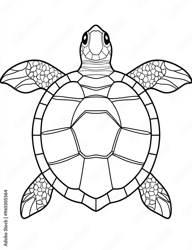 Turtle coloring page, simple and smooth lines, white background, vector ...