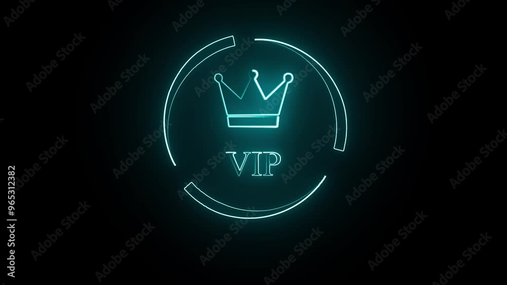 Abstract background with neon animation VIP. VIP cyan color text with ...