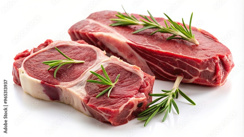 Raw lamb loin beef chop a tender and succulent piece of meat isolated ...