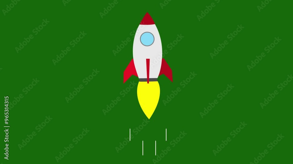 Flying rocket icon, rocket animation concept. Rocket animation icon ...