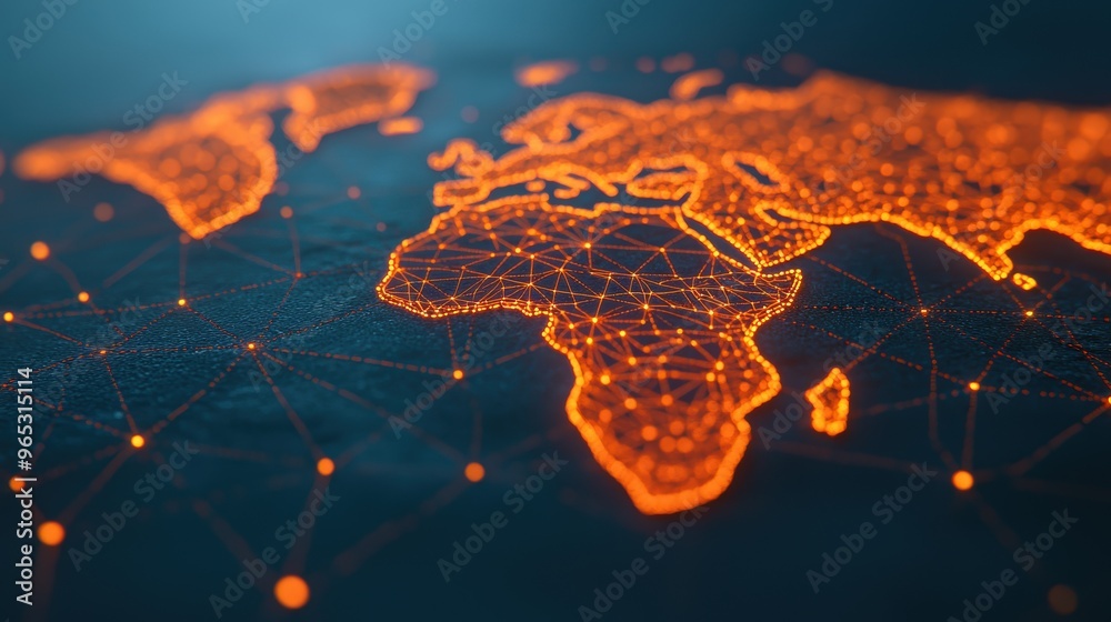 Global Maritime Oil Shipping Networks Digital Map with Copy Space for ...