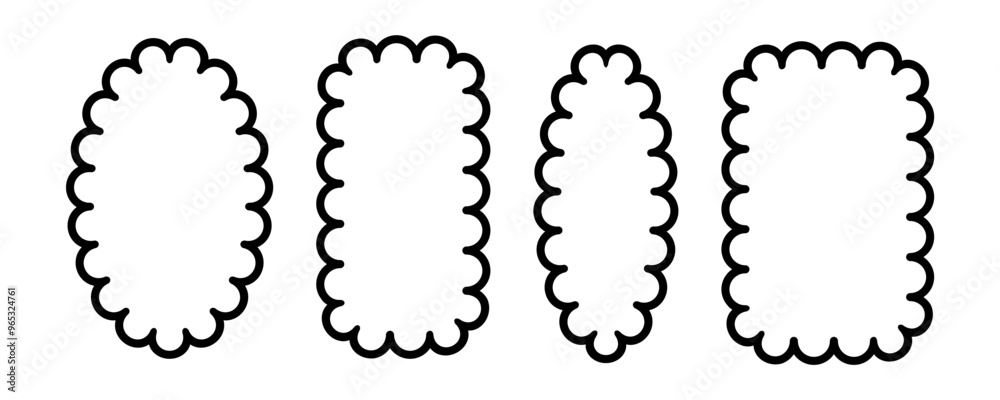 Circle and square scalloped frames. Scalloped edge rectangle and ...