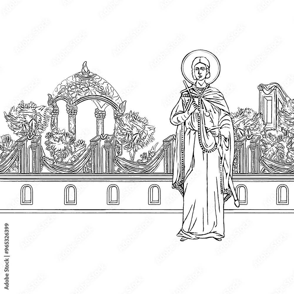 Saint Varus (name english). Coloring page in Byzantine style Stock ...