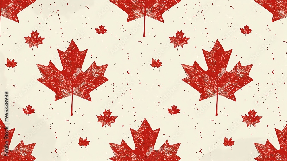 Seamless Canadian flag patterns on a neutral background, creating a ...
