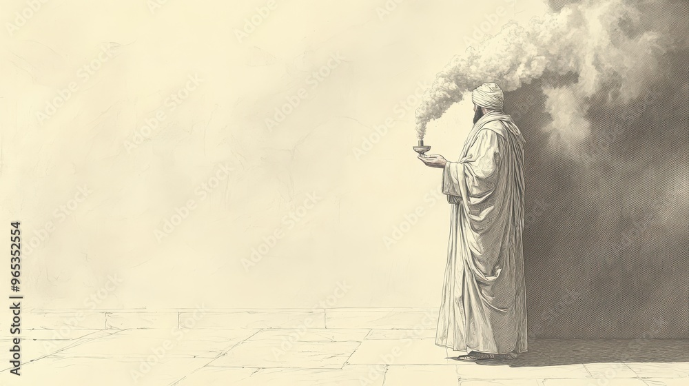 Bible Wall Art: High Priest Entering Holy of Holies, Incense and Smoke ...