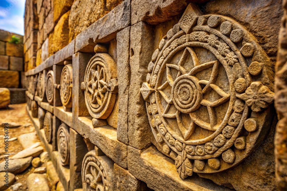 Ancient carvings on weathered stone hold secrets and untold tales, each ...