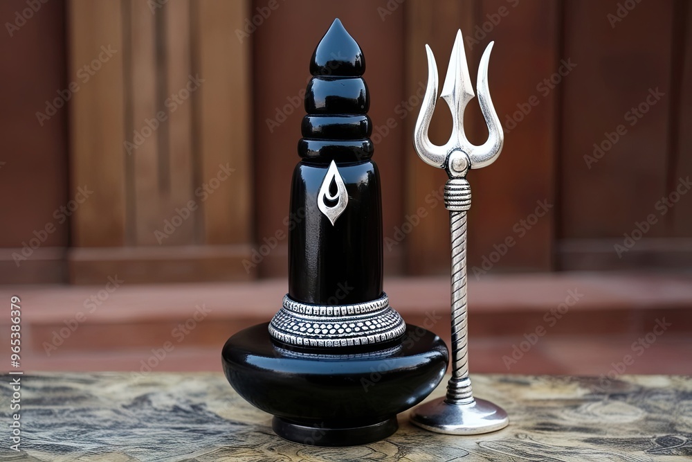 Black Shiva Lingam with Silver Trident: A Symbol of Hindu Faith and ...