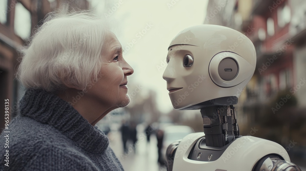 Surprising interaction between elderly woman and humanoid robot in city ...