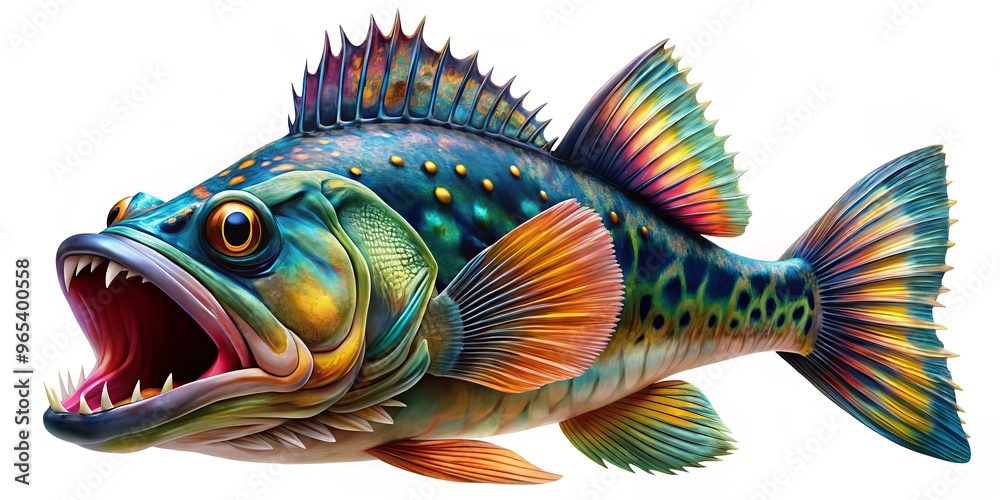 Swirling turquoise scales glisten on the fish's body as it darts ...