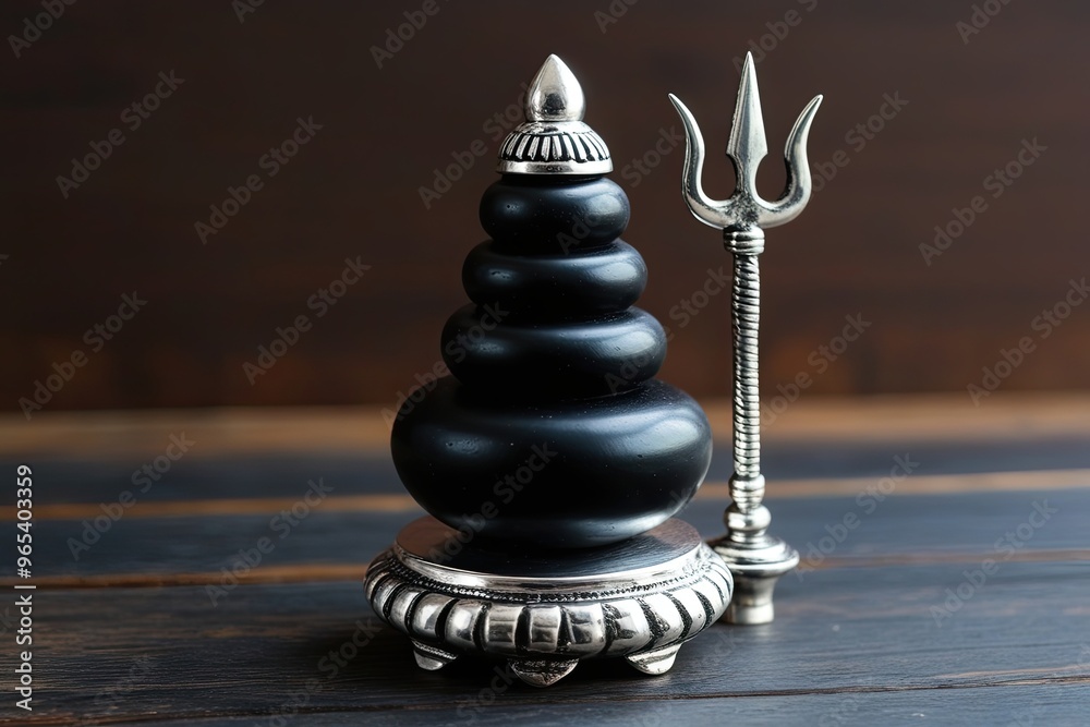 Black Shiva Lingam and Silver Trident as Symbols of Hindu Faith and ...