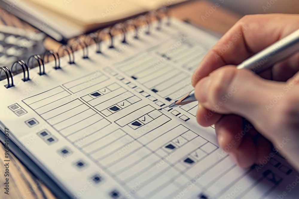 close-up photo of a hand filling out a detailed to-do list with ...