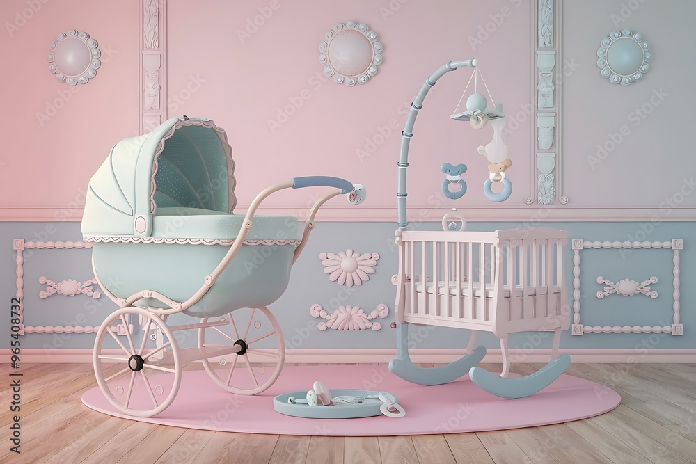 Cribs for baby girl and boy. Baby room background. children sleeping ...