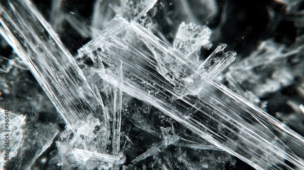 High-magnification close-up of asbestos chrysotile fibers, highlighting ...