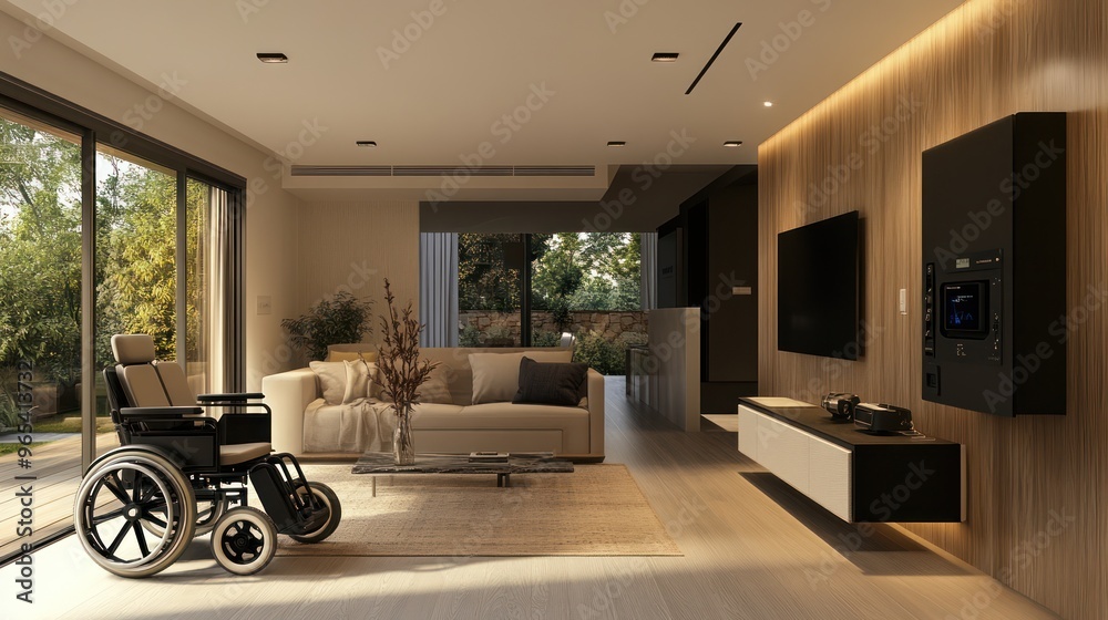 A modern smart home equipped with advanced assistive technology ...