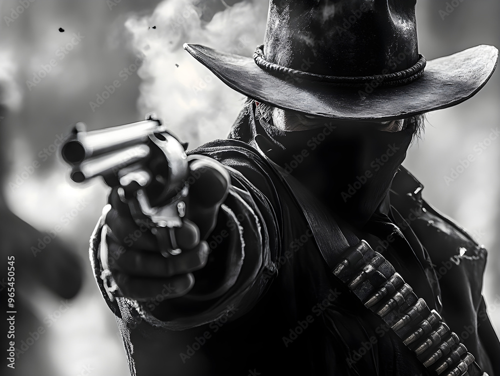 Fotografia do Stock: Dramatic Black and White Western Scene Featuring ...