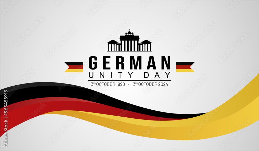 German Unity Day 2024 Gradient Banner with Brandenburg Gate ...