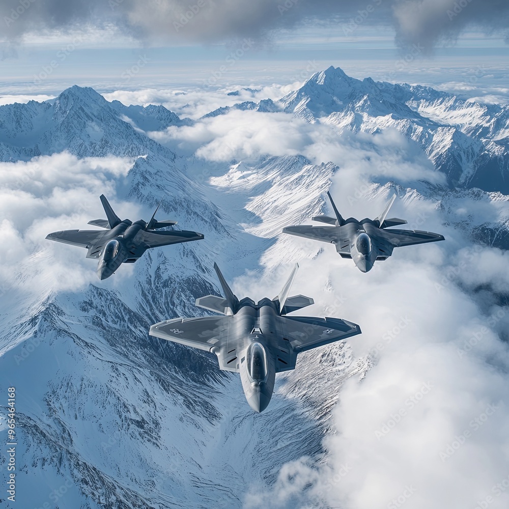 U.S. Air Force F-22 Raptors from Joint Base Elmendorf-Richardson, fly ...