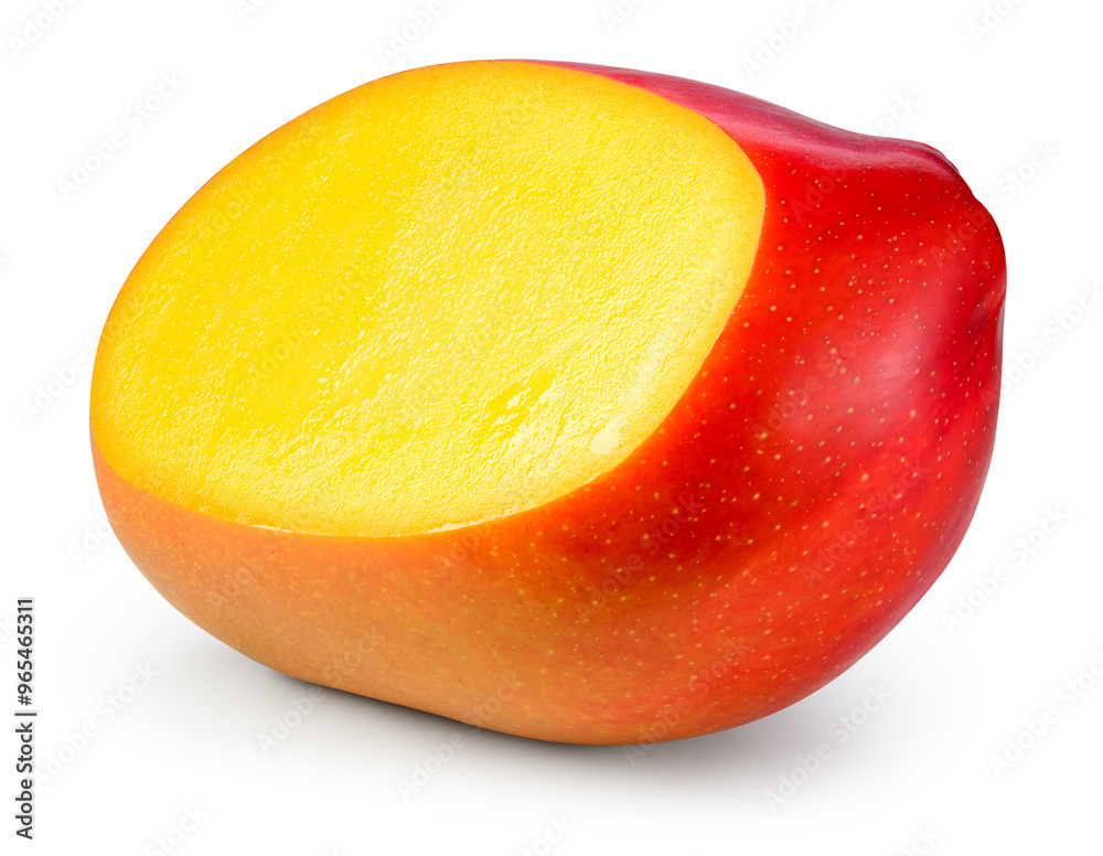 Mango isolated. Cut ripe red mango on a white background. Sliced mango ...