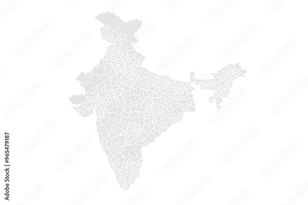 India map vector, isolated on white background. Flat Earth, gray map ...