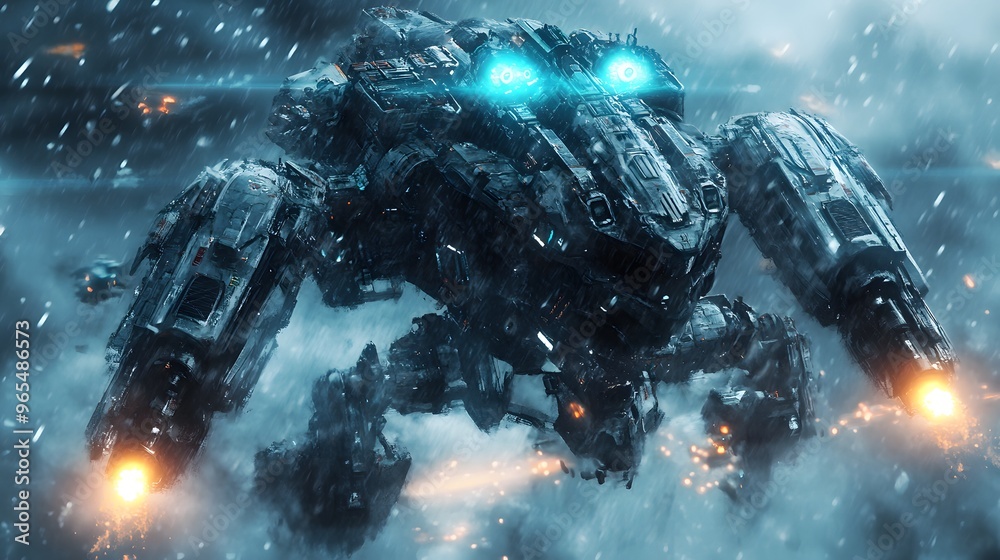 Futuristic mech battle, giant robots with intricate designs, explosive ...