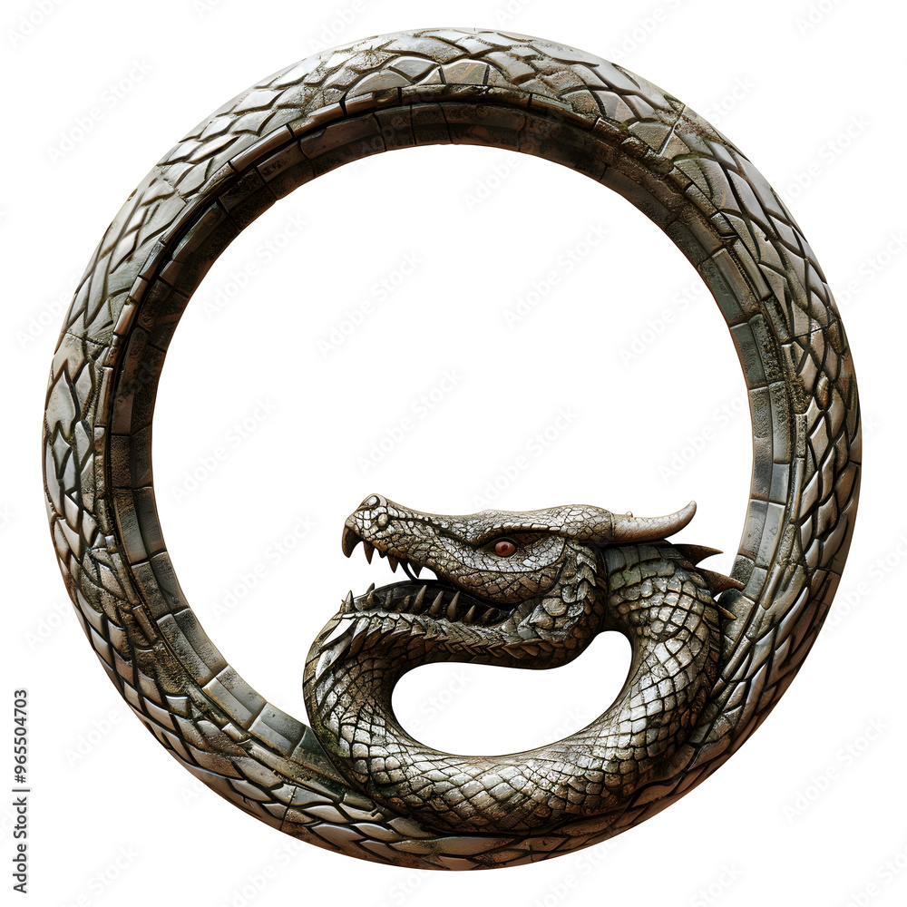 Ancient ouroboros symbol dragon biting its tail representing eternal cycle of life mystical ...
