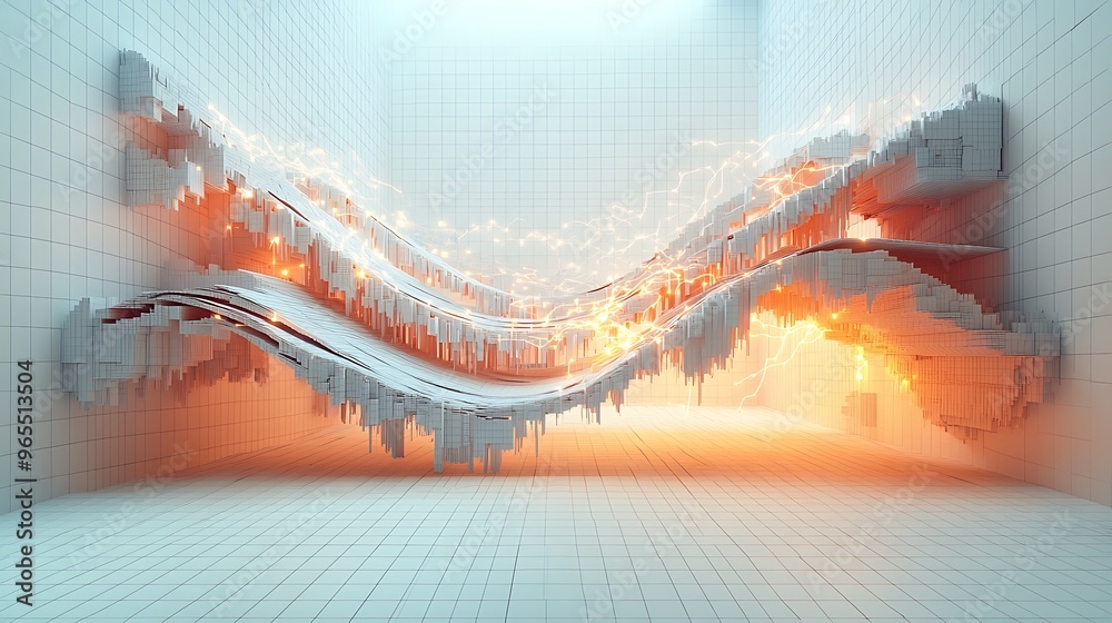 A 3D papercraft Gantt chart, horizontal strips of paper rising above a ...