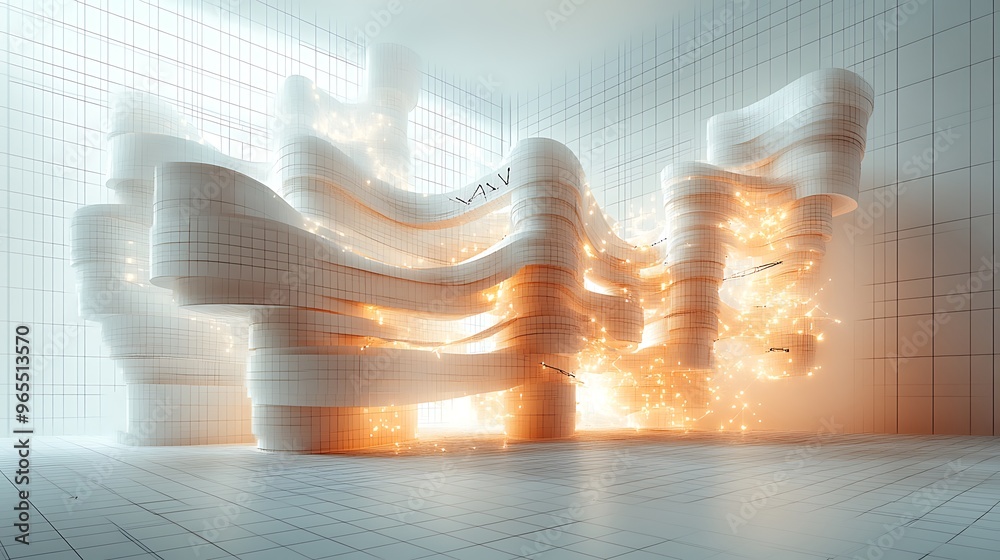 A 3D papercraft Gantt chart, horizontal strips of paper rising above a ...