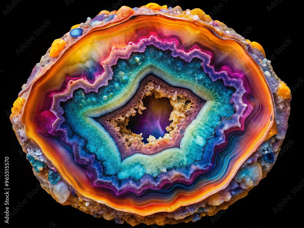 MRI scan of a geode's internal structure, revealing vibrant crystals ...