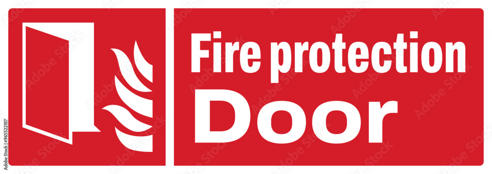 ISO fire prevention safety sign text variation_fire protection door ...