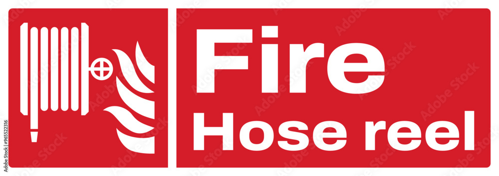 Poster ISO fire prevention safety sign text variation_fire hose reel ...