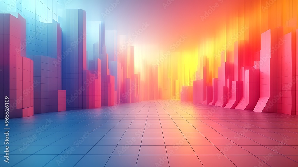 A modern 3D papercraft heatmap, bold paper squares in varying colors ...