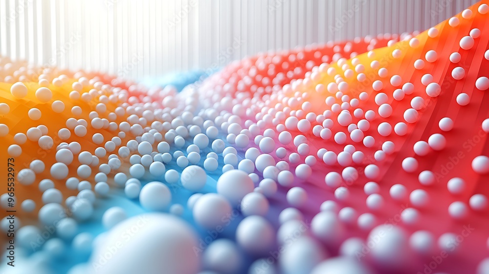 A vibrant 3D papercraft scatter plot, small colorful paper beads ...