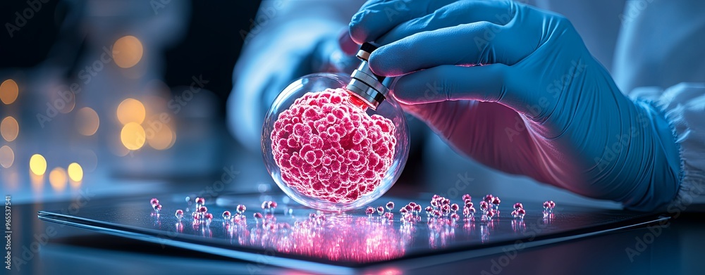 Decoding the Future of Medicine: A scientist's gloved hand carefully ...