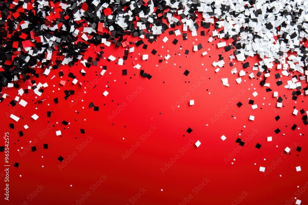 Black friday special announcement with red and white festive confetti ...