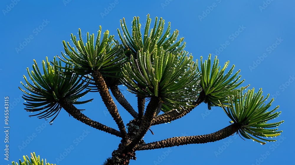 A striking monkey puzzle tree (Araucaria araucana) with its prehistoric ...