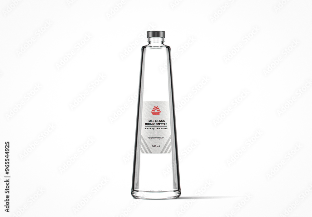 Tall Slanted Flinted Glass Bottle Mockup Stock Template | Adobe Stock