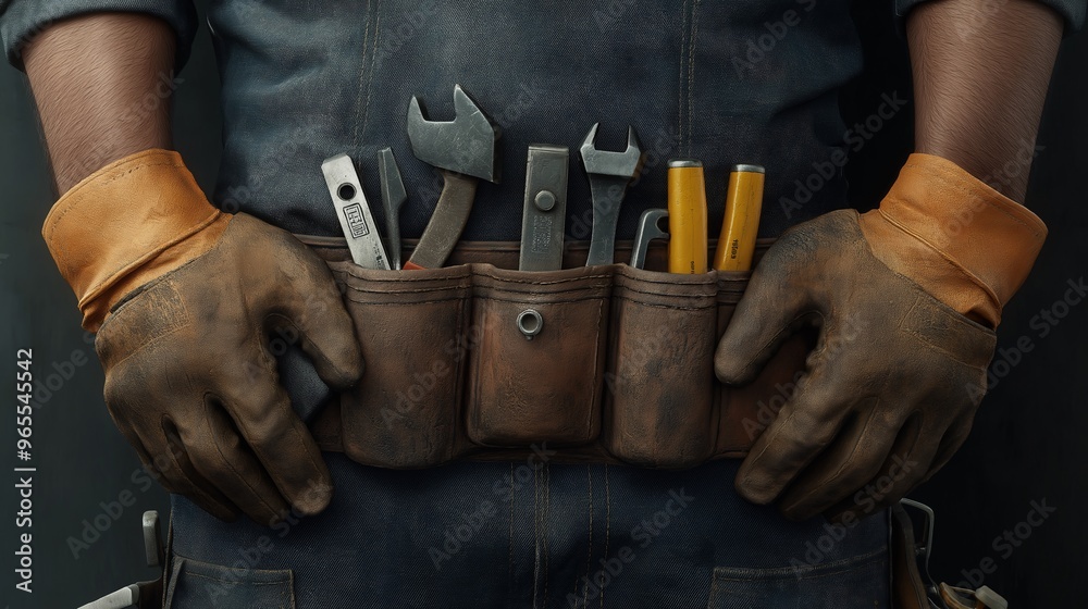 Handyman's Tools: A close-up view of a handyman's tool belt, filled ...