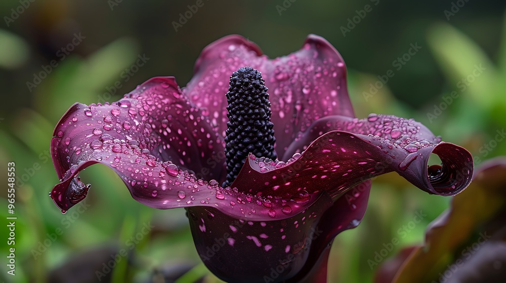 A close-up of the Dracunculus vulgaris, commonly known as the dragon ...