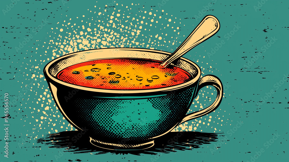 It is a soup ad designed like a comic book cover. It's a pop art soup ...
