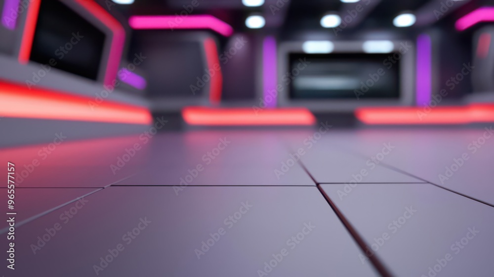 Sports news studio set, vibrant graphics, live anchor reporting in a ...