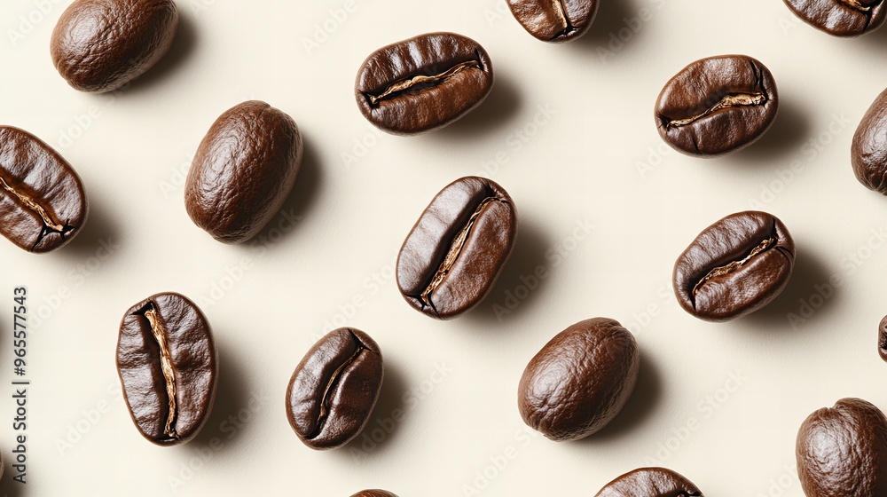 coffee beans Top view isolated on a solid background with rich texture ...