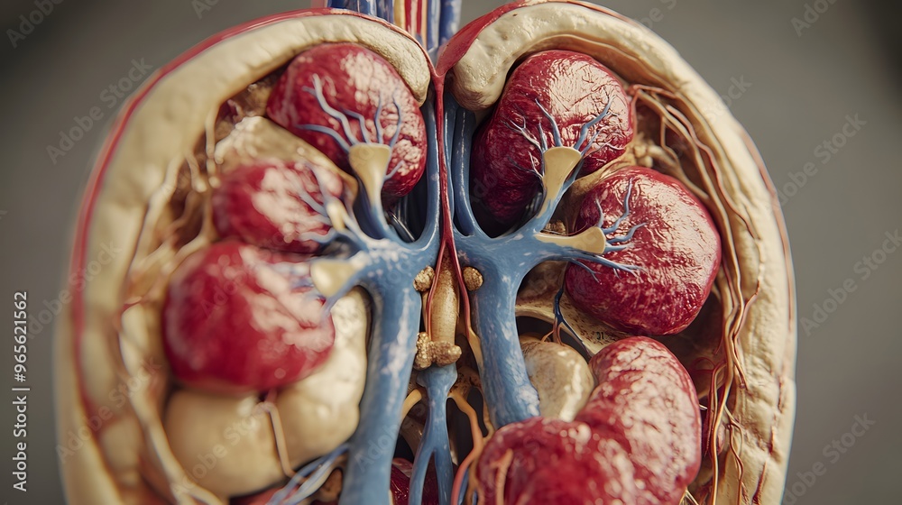 48. "Detailed view of the human renal pelvis and ureters Stock ...