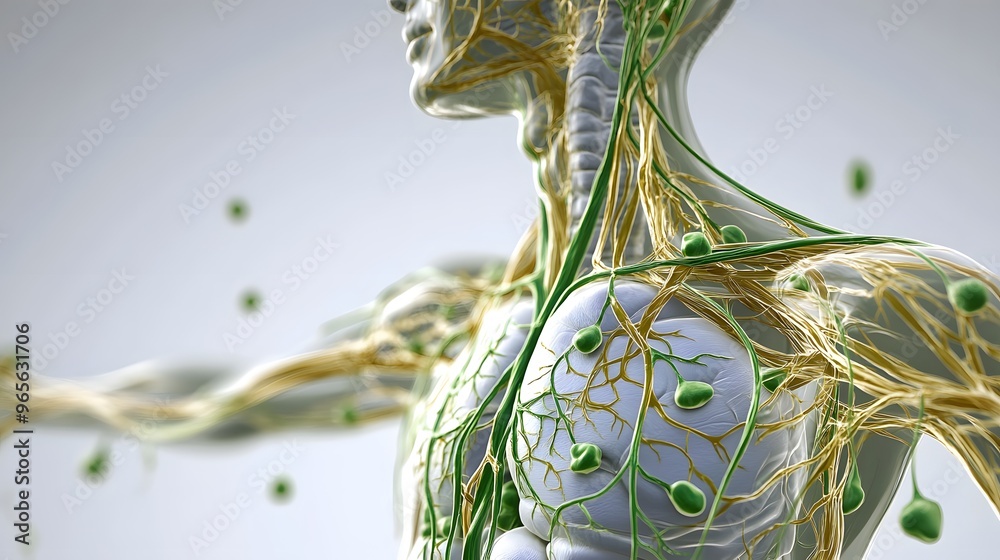 17. "Artistic depiction of the human lymphatic system and lymph nodes ...