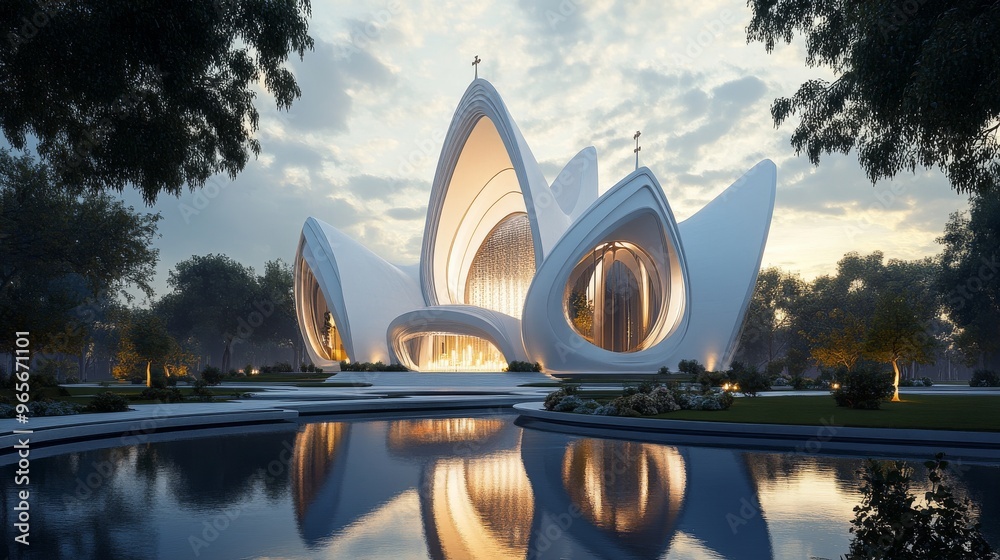 A futuristic religious building where architecture and technology merge ...